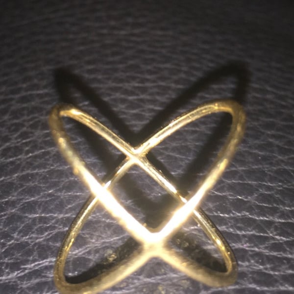 14k Gold Large X Ring, 14k Solid Gold Cross Ring - Etsy