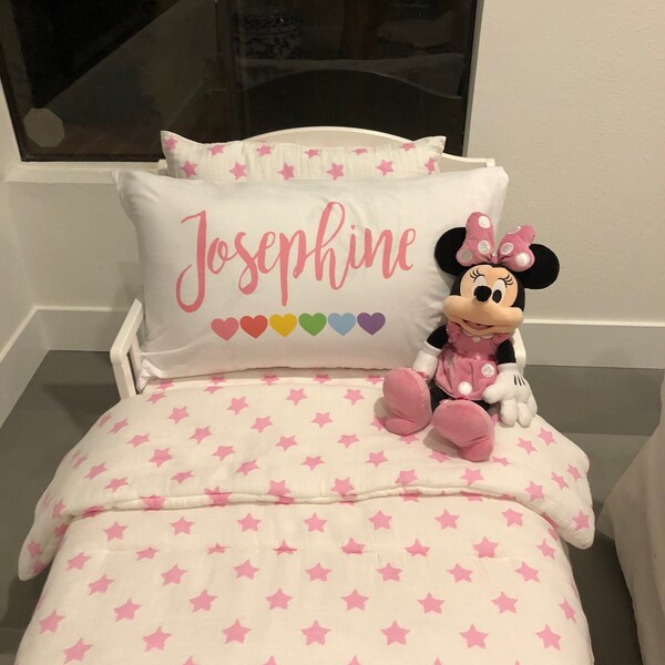 Personalized Girls Pillowcase: Rainbow Hearts, Standard Size Pillow ...