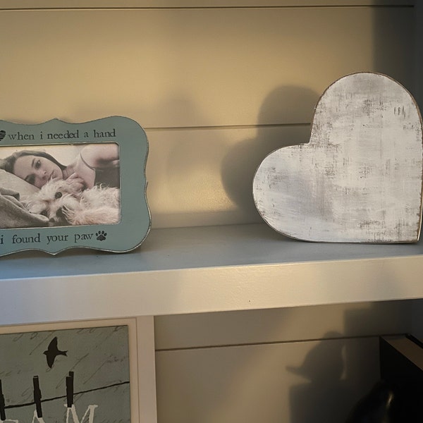 White Distressed Heart, Wooden Heart, Heart Decor, Valentine’s Decor - Etsy