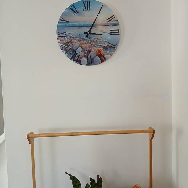 Tempered Glass Wall Clock, Blue Wall Clock, Pebble Wall Clock, Stone ...