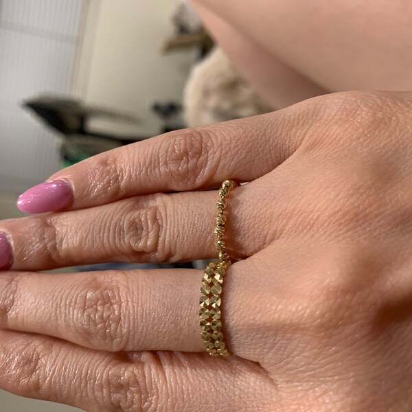 14K Solid Gold Ball Charm Ring Minimalist Dangle Ring Daily Ring Free ...