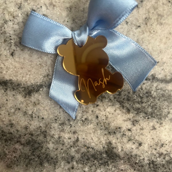 Teddy Bear Acrylic Mirror Tag, Teddy Bear Tag Charms, Teddy Bear Baby ...