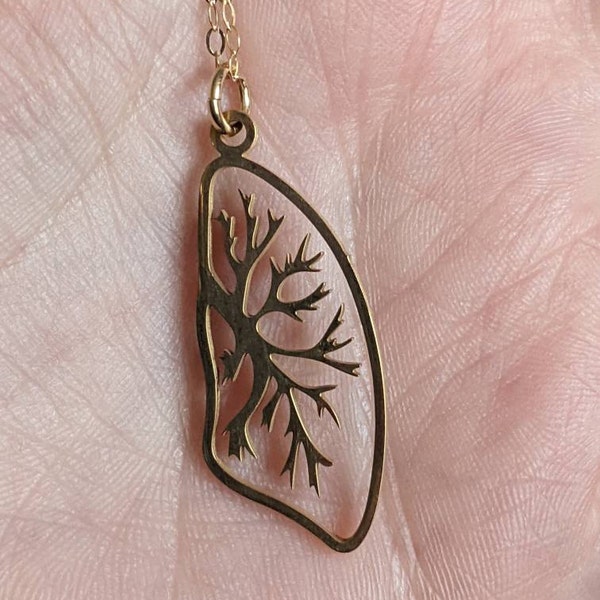 Lung Necklace in Gold or Silver, Cancer Survivor, Pulmonary Fibrosis ...