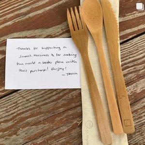 Zero-waste reusable organic bamboo spork with up-cycled / | Etsy