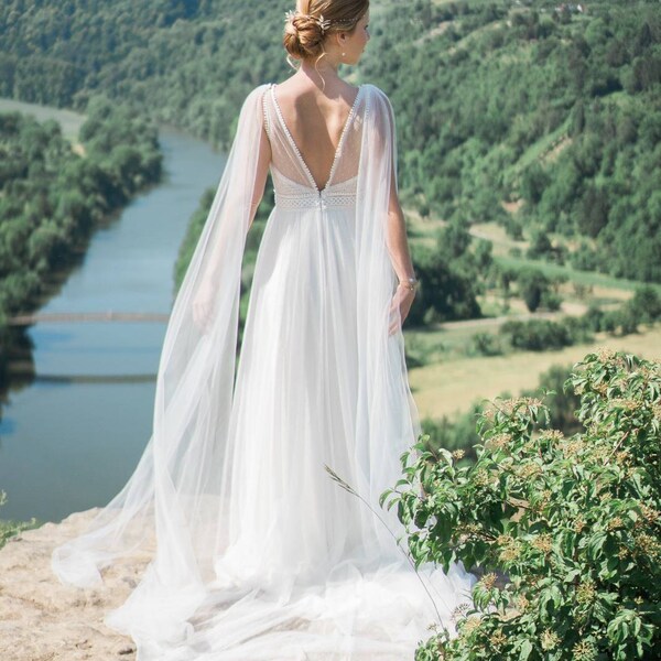 Bridal Topper Cape Bridal Cloak Custom Made Transparent Seam Double ...