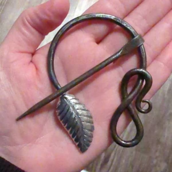 Hand-forged Curled Steel Medieval Brooch With Gold or Silver Leaf ...