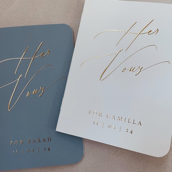 Boho Wedding Vow Books, Personalized Vow Booklets, Real Gold Foil ...
