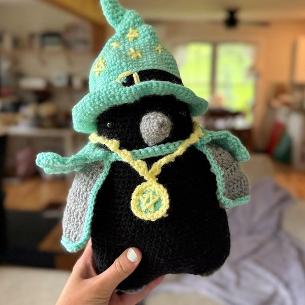 Wizard Crow, PDF Crochet Amigurumi Pattern, Blackbird, Raven, Stuffed ...