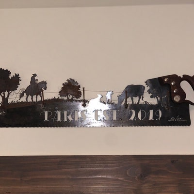 Team Roping Horse and Cattle Metal Art Hand plasma Cut Handsaw Wall ...