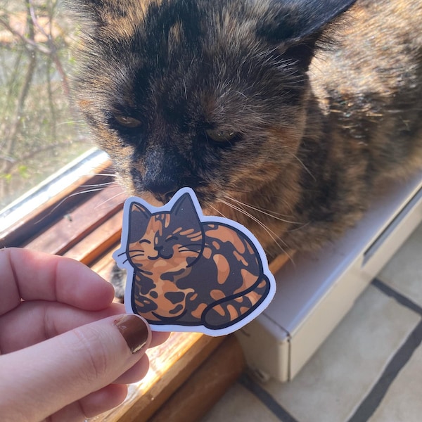 Siamese Cat Loaf Sticker; Waterproof Dishwasher Safe Matte Vinyl ...
