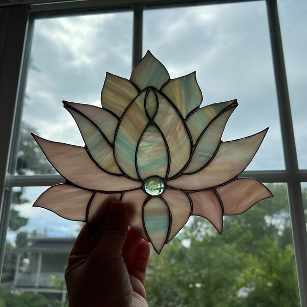 Lotus Pattern Stained Glass Pattern Flower Beginner Pattern DIY Stained ...