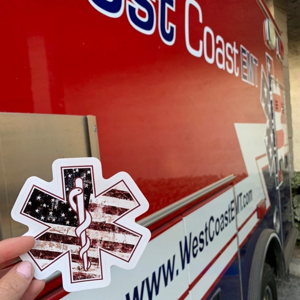 Distressed American Flag Paramedic/emt/emr EMS Star of Life Vinyl ...