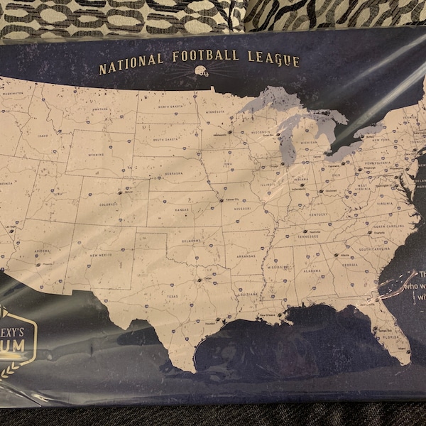 Vintage Football Stadium Tour Map, Push Pin Map for Stadium Bucket List ...