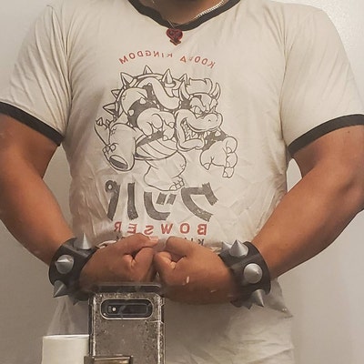 Bowsette Bowser Cuff Choker Punk Gothic Stud Bracelet Wristband Cuff ...