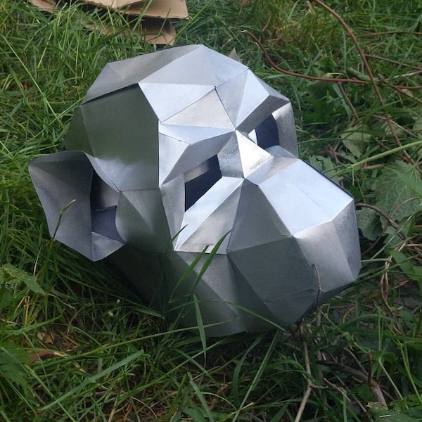 DIY Monkey Mask, Low Poly Paper Craft Template, Printable Ape Mask ...