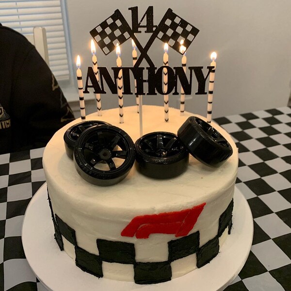Custom Racing Flags Cake Topper, Car Party Decor, Two Fast Cake Topper ...