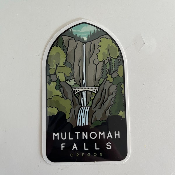 Multnomah Falls Oregon Sticker | Waterproof Vinyl Sticker, UV Resistant ...