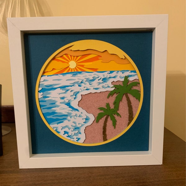 3d Beach Shadow Box Svg 3d Beach Svg 3d Layered Svg Files for Cricut ...