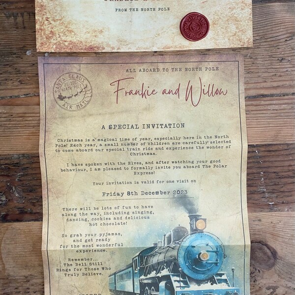 CHRISTMAS TRAIN - Personalised Invitation to the Polar Train With Badge ...