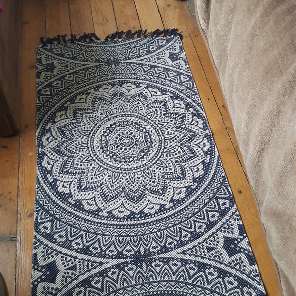 Green Rag Rug- Recycled Cotton Rags- 70x105cm - Etsy UK