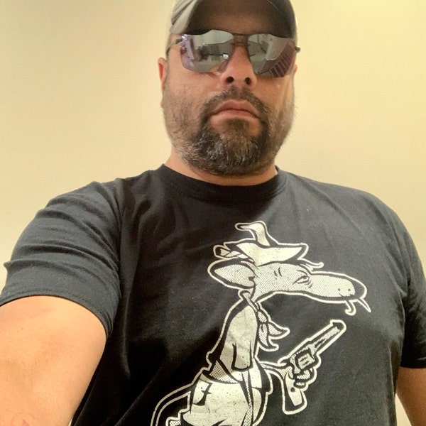 Strapped Slowpoke Rodriguez on Black Tee - Etsy