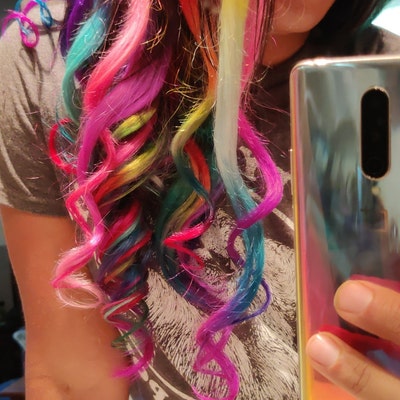 Neon Prism Rainbow Clip in Hair Extensions, Ombre Hair, Tie Dye Tips ...