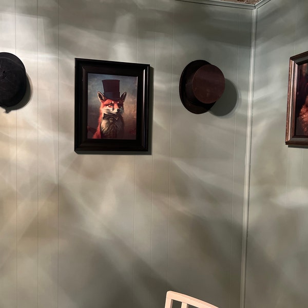 Gentleman Fox Vintage Portrait, Victorian Fox Wearing a Top Hat ...