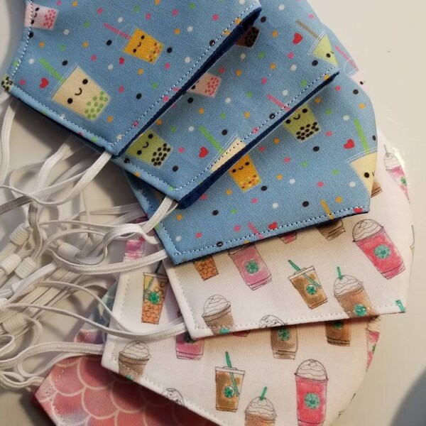 Boba Fabric - Happy Boba Bubble Tea - Blue by Clayvision - Boba Tea ...