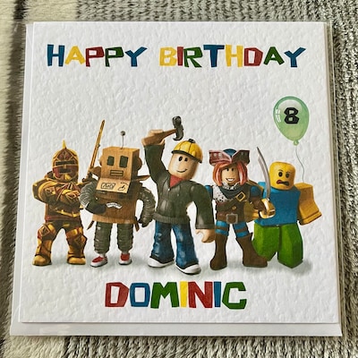 Personalised Birthday Card, Roblox Birthday Card, Age Birthday Card ...