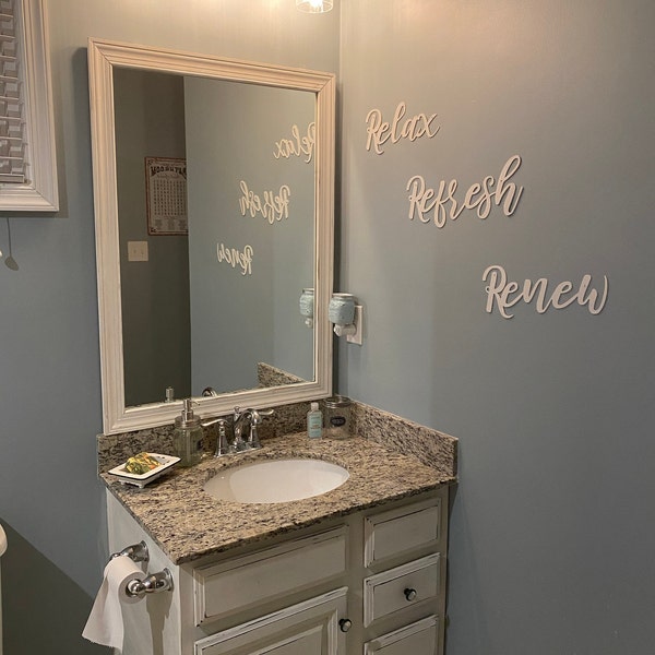 Relax Refresh Renew Signs | Relax Bath Sign | Bathroom Decor | Set of 3 ...