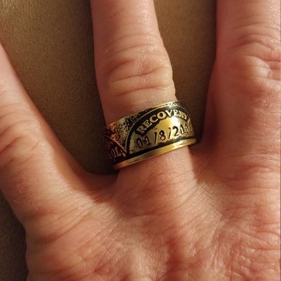 AA Ring, Sobriety, AA Anniversary, Alcoholics Anonymous, Coin Ring, AA ...