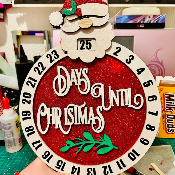 Santa Christmas Countdown Laser Cut File, Christmas Santa Countdown SVG ...