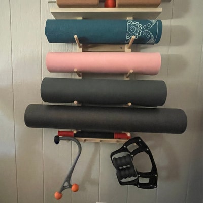 Wall-mounted Yoga Mat Rack: Handmade, Furniture Quality, 100% Solid ...