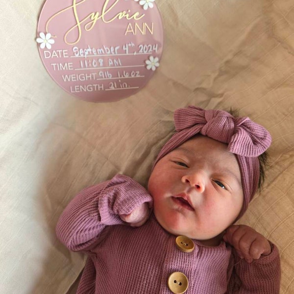 Acrylic Newborn Baby Birth Announcement Sign Newborn Baby Stat Sign ...