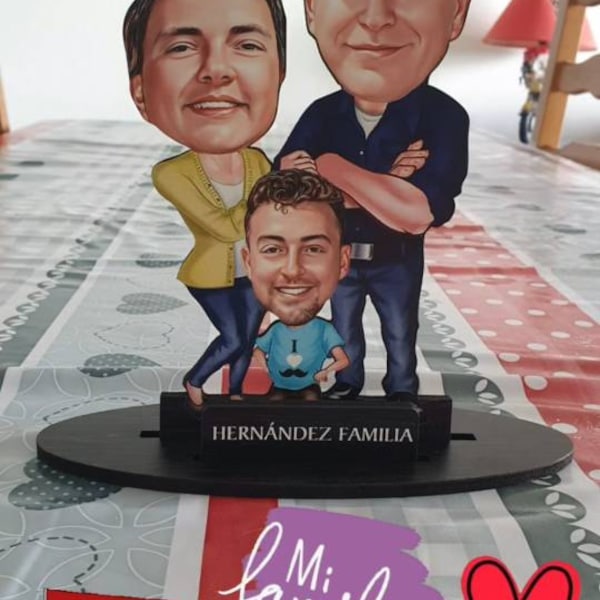 Personalized 3D Wooden Cartooned Family Figurine Trinket, Custom ...