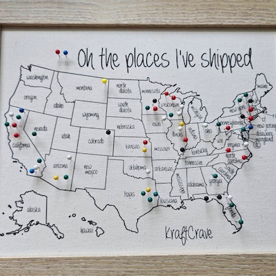 Personalized USA Push Pin Travel Map With Cotton Canvas and Foam Board ...