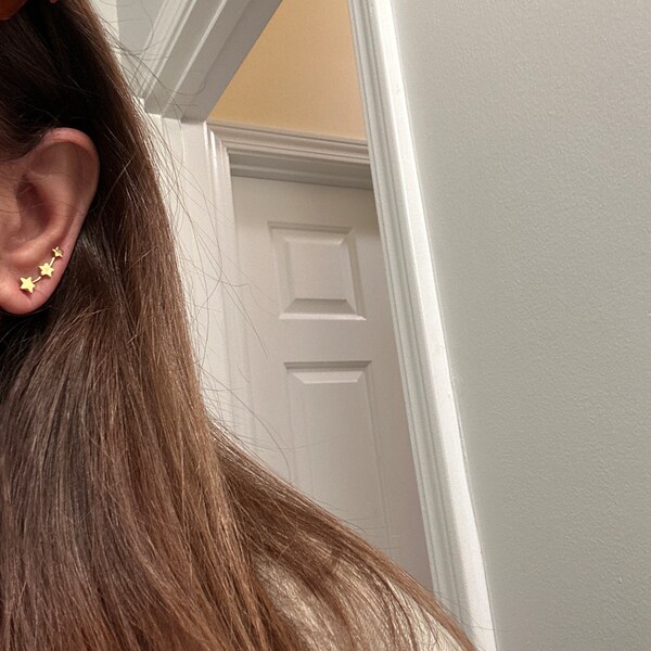 Libra Zodiac Constellation Sterling Silver Ear Climbers | Ear Crawlers ...