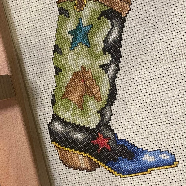 Cowboy Cross Stitch Pattern Western Cross Stitch Cowboy Boots X-stitch ...