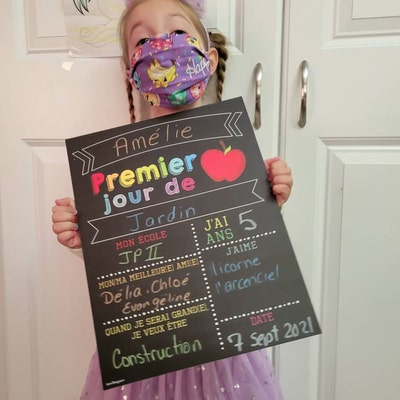 2-in-1 FRENCH First Day of School Sign, First Day of School Version ...
