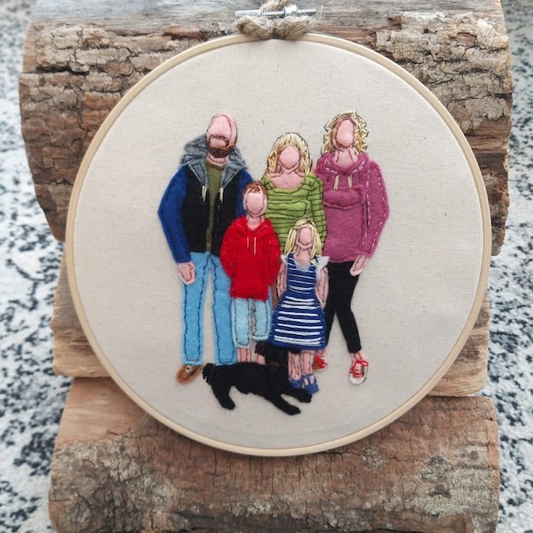 Custom Handmade, Personalised Embroidery, Embroidered Family Portrait ...