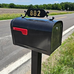 Mailbox Address Number Plate 1 With Brass Numbers - Etsy