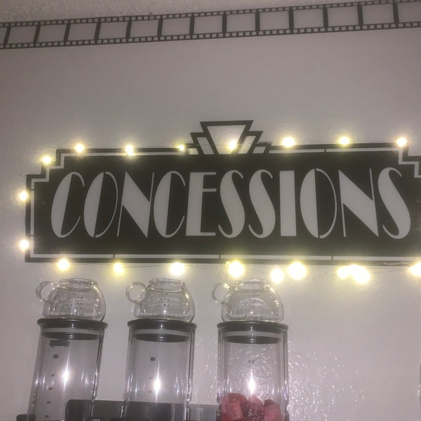 Movie Theater Concessions Metal Sign, Movie Sign, Home Theater, Theater ...