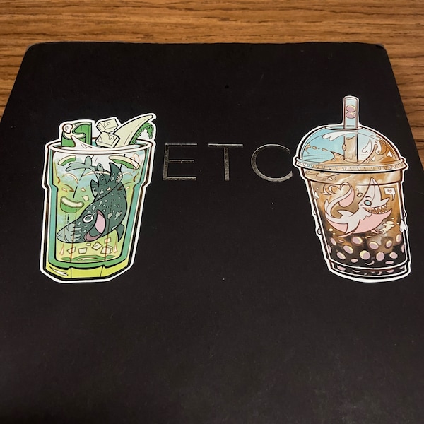 Boba Tea Shark Sticker Set - Etsy UK