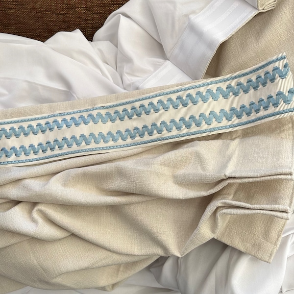 Blue Collection Imitated Silk Curtain Trim by the Yard, Jacquard Border ...