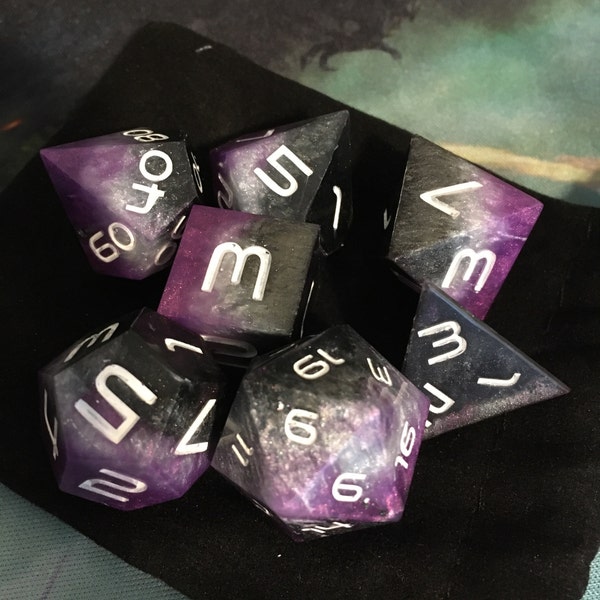 Ace-teroid Asexual Pride Resin Sharp Edge Dice Set 7 for Role Playing ...