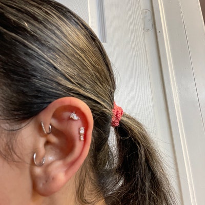 14k Solid Gold Heart Rook Earring Heart Rook Piercing Diamond Curved ...