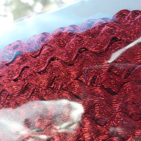 5 Yards Red Metallic Rick Rack Trim, Red Trim, Ric Rac Trim, Metallic ...