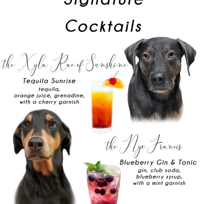 Dog Signature Cocktail Dog Custom Drink Sing Dog Signature - Etsy