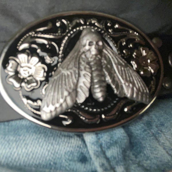 Large Dead Head Moth Belt Buckle - Metal Insect Death Goth Punk Retro ...
