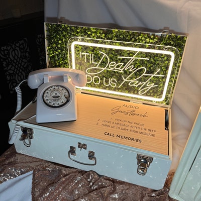 Audio Telephone Guestbook Chest Suitcase, Personalised Audio Guestbook ...